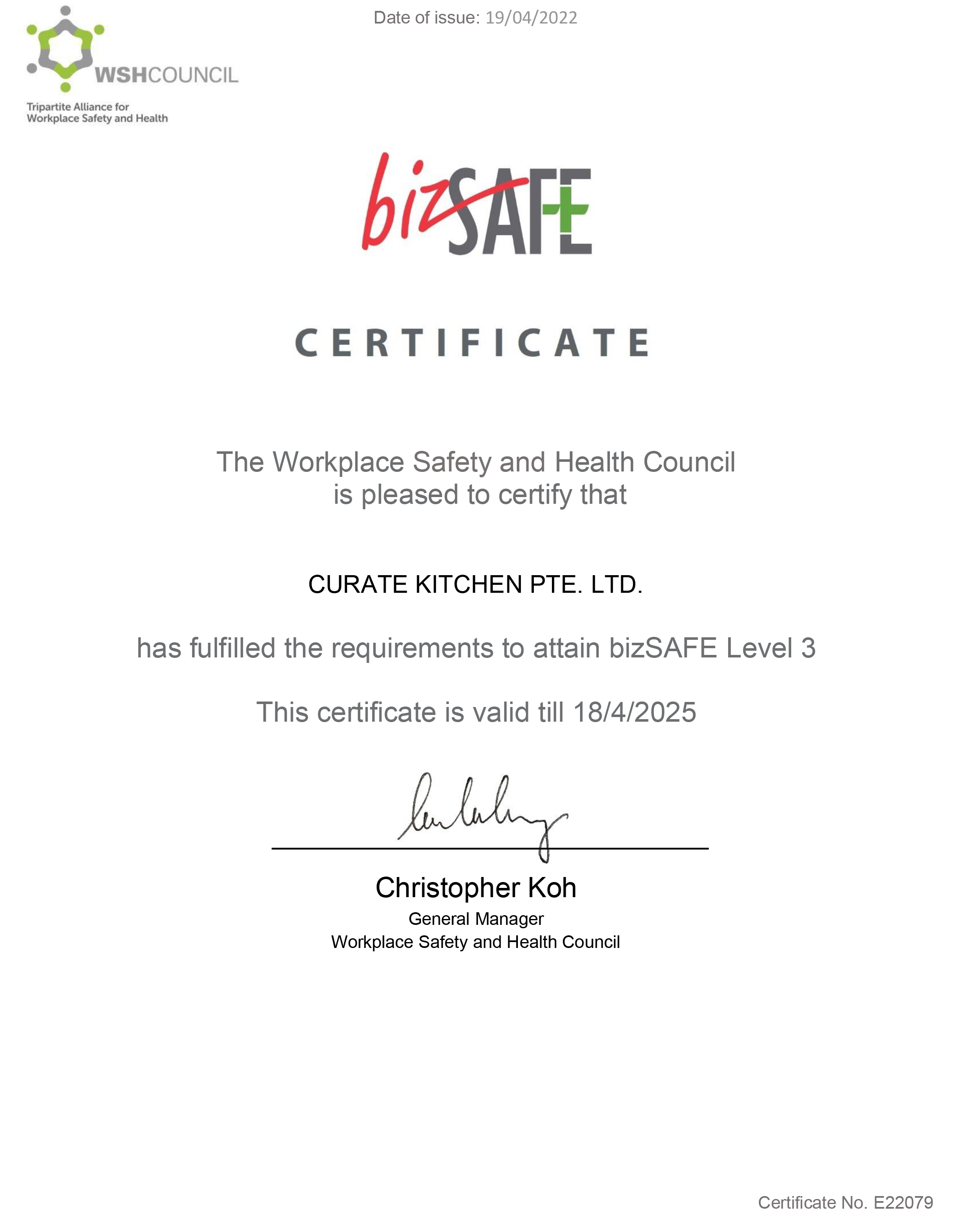 Certifications - Curate Kitchen